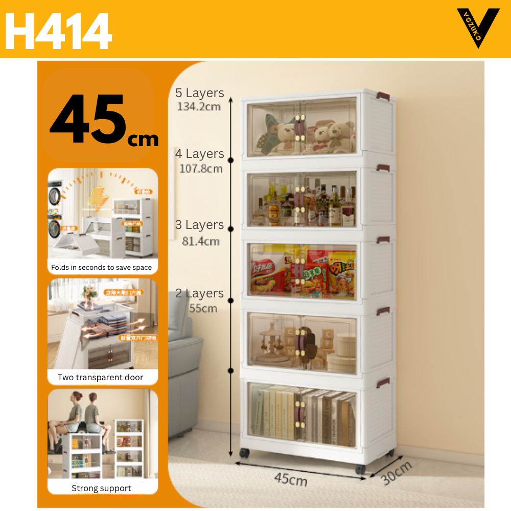 [SG SELLER] Foldable Storage Cabinet with Large Capacity, Magnetic Door ...