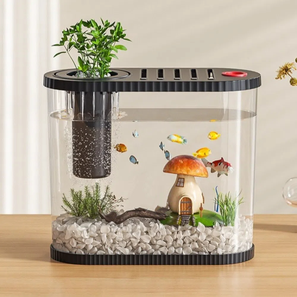 Decorative Shatterproof Tabletop Fish Bowl Transparent Space-Saving ...