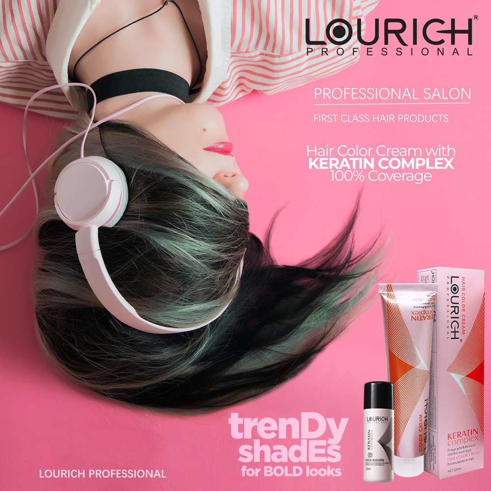Lourich Professional Keratin Complex Hair Dye Color Cream - 4.18 Deep ...