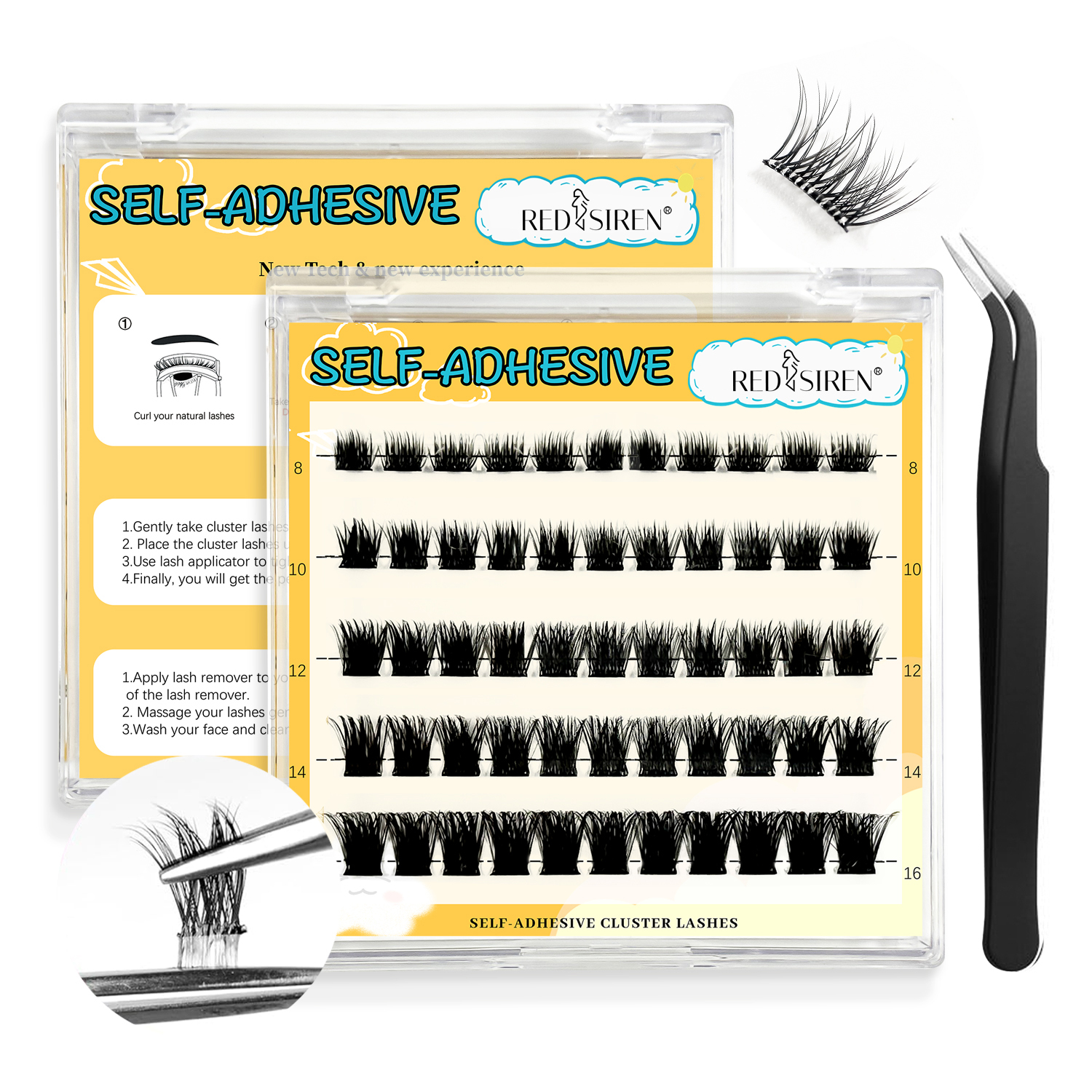 Self Adhesive Lash Clusters Eyelashes Set No Glue Needed Press-on ...