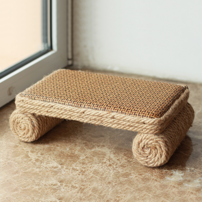 Hemp rope tatami tea table balcony Zen small tea table round tea table ...