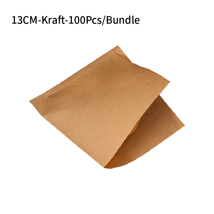 100PCs/Set Triangle Oil-Proof Paper Bag Kraft Sandwich Bread Kraft ...