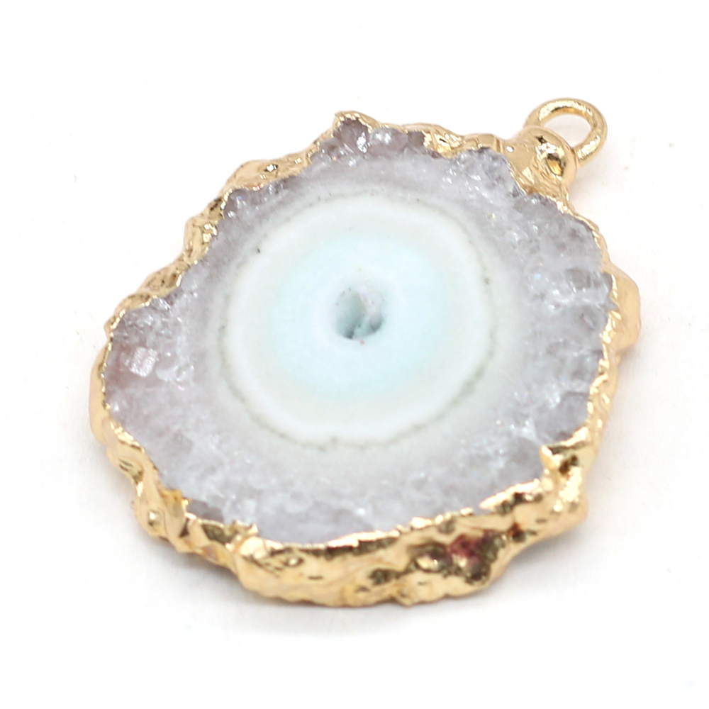 Natural Stone Druzy Pendants Gold plated Round Slice Druzy Quartzs for ...