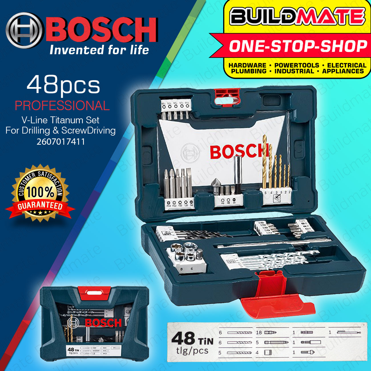 Bosch Professional 48 Pcs V Line Titanium Set For Drilling And Screw