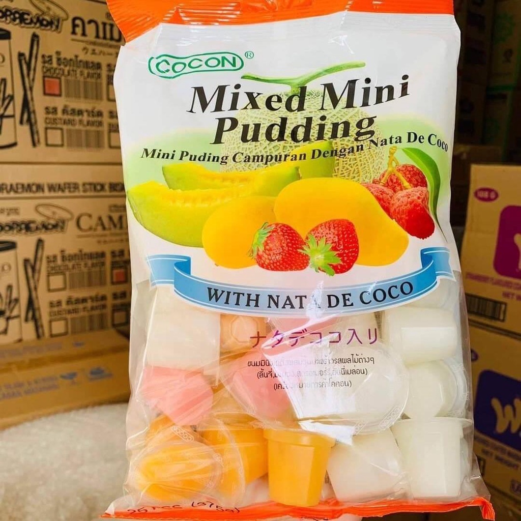 COCON Mixed Mini Pudding พุดดิ้งไซซ์มินิรสผลไม้รวม ในซองมีทั้งหมด 5 รส ...