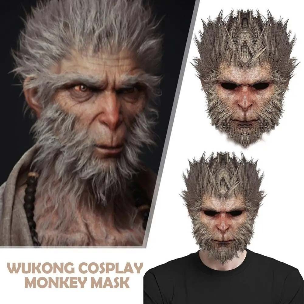 Party Costume Props Latex Black Myth Wukong Cosplay Full Head Dress Up ...