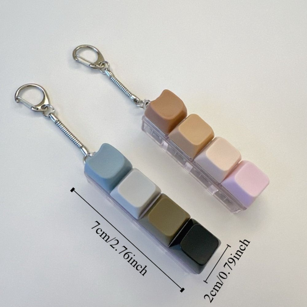 New 4 Keys Pinch Toy Keys Button DIY Keyboard Fidget Keychain Pass The ...