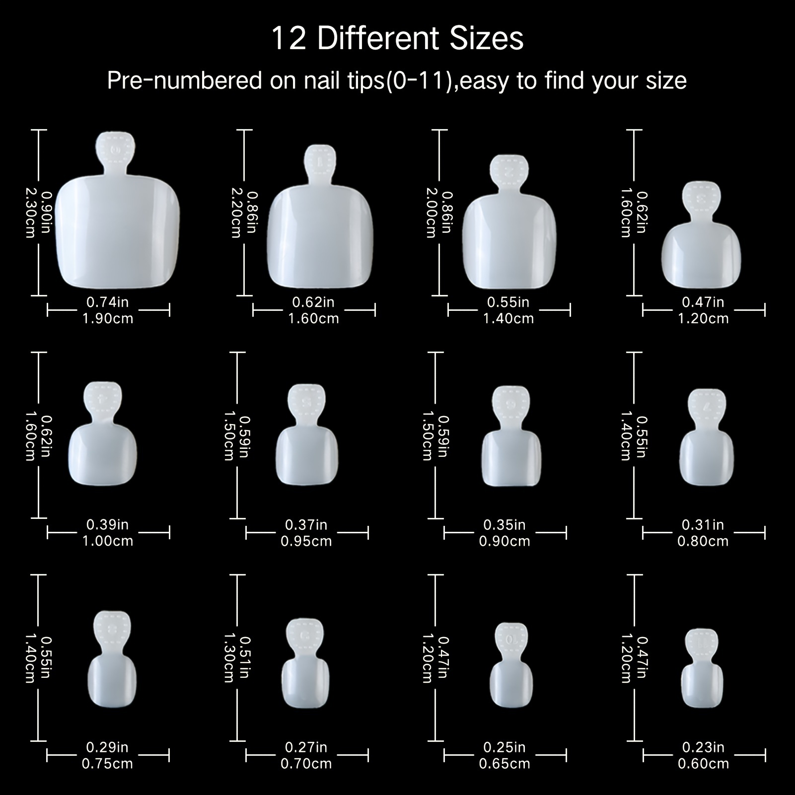 500Pcs Toe Nails Clear Acrylic False Foot Nail Tips Natural Artificial ...