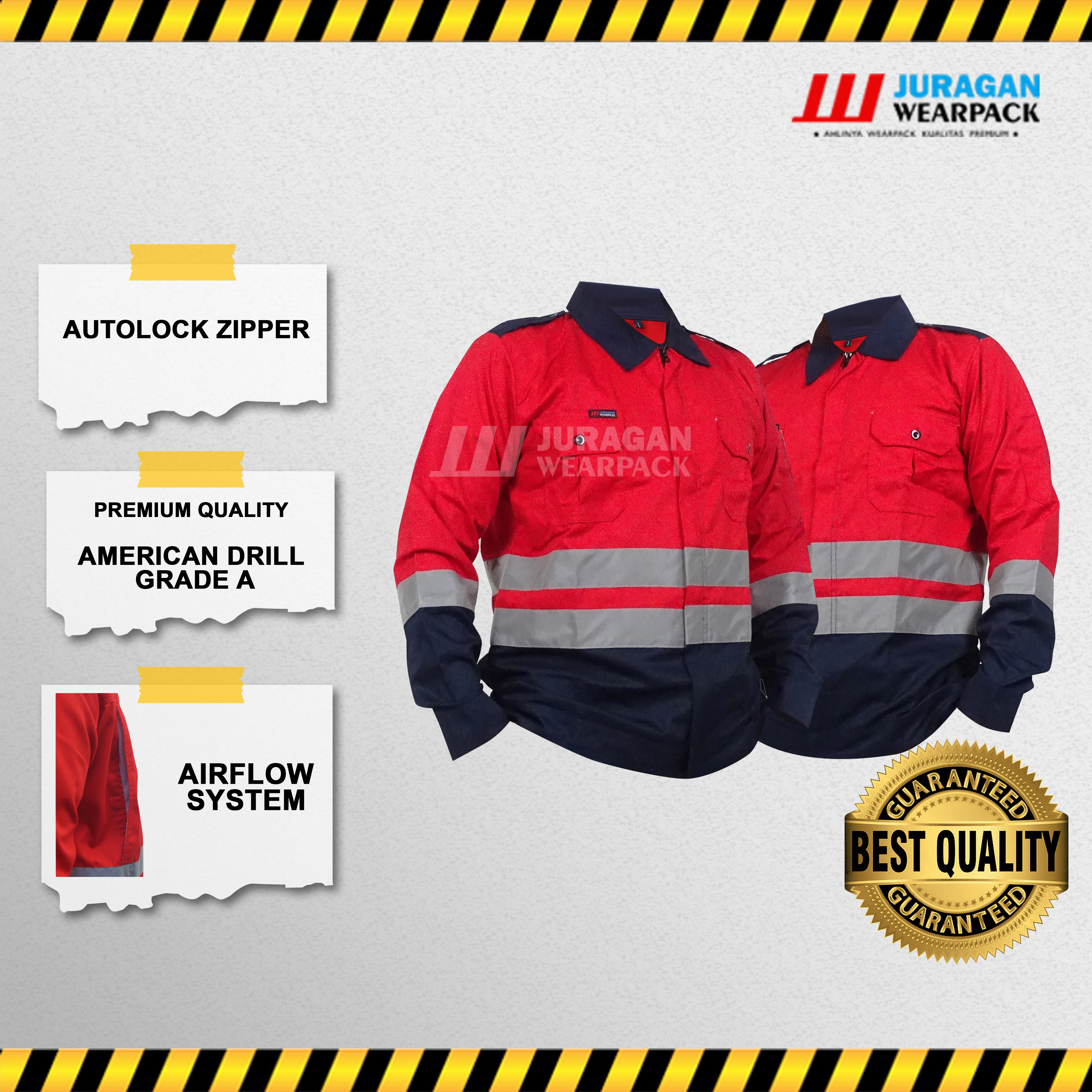 Baju Wearpack Safety Model Elite Warna Merah Kombinasi Biru Navy ...