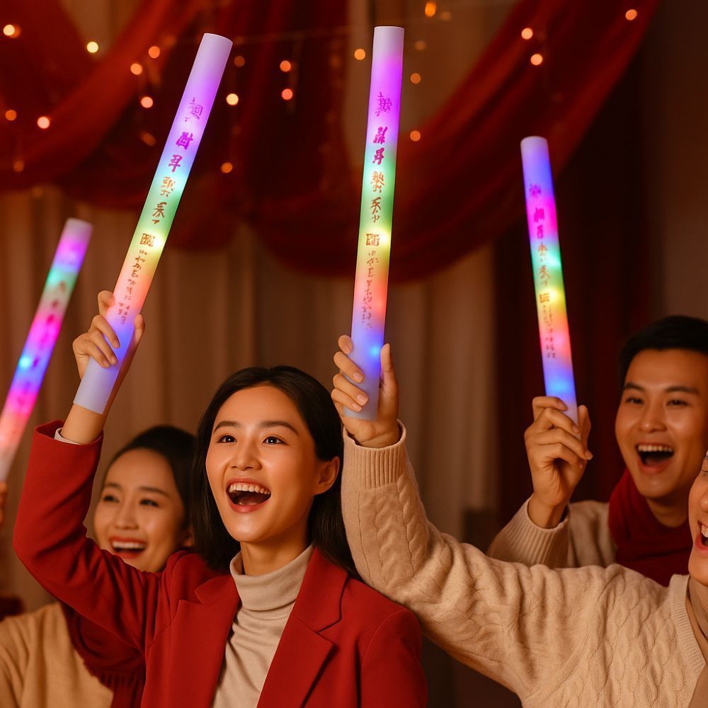 Atmosphere Props Colorful Sponge Glow Stick 2026 New Year Flashing LED ...