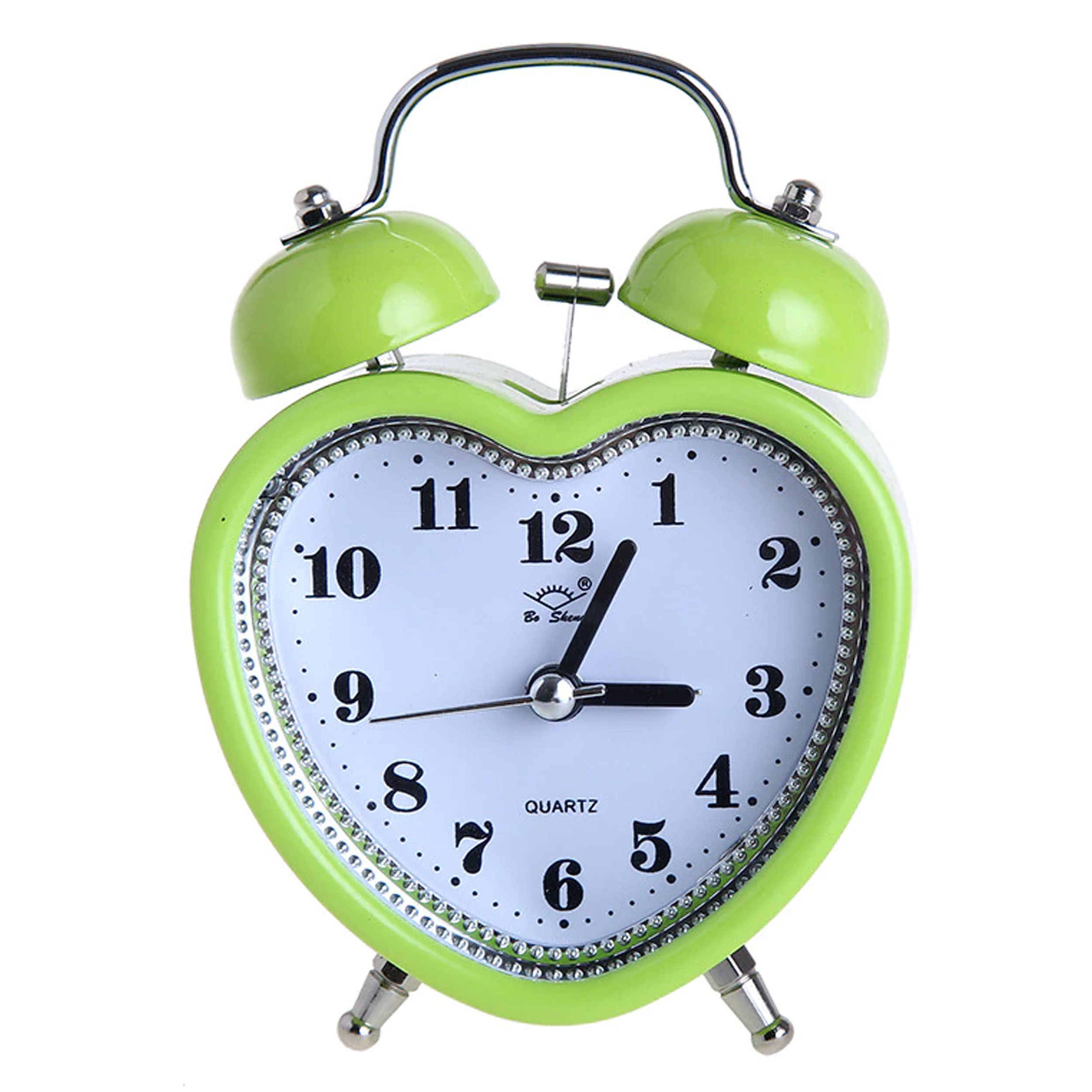 Buenas Huari Heart Quartz Shape Twin Bell Alarm Clock with Night Light ...