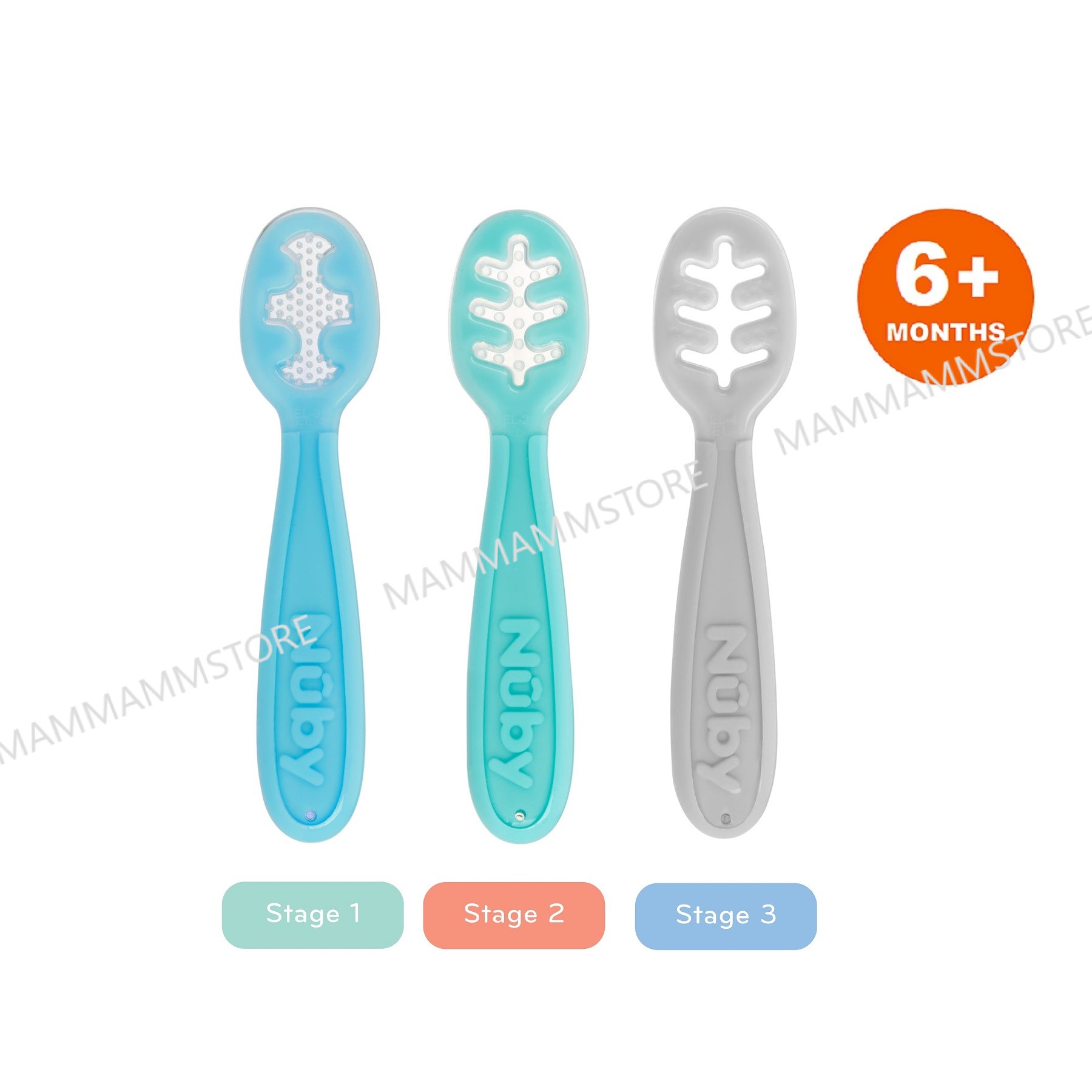 Nuby Garden Fresh Soft Silicone Spoon with Hygienic Case/ 3 Stage Dipping Spoons / Heat ...