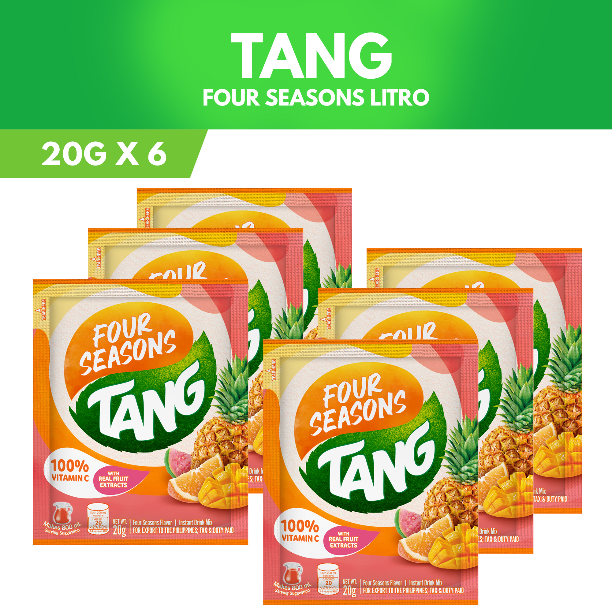 Tang Powdered Juice Four Seasons Litro 20g Pack of 6 | Lazada PH