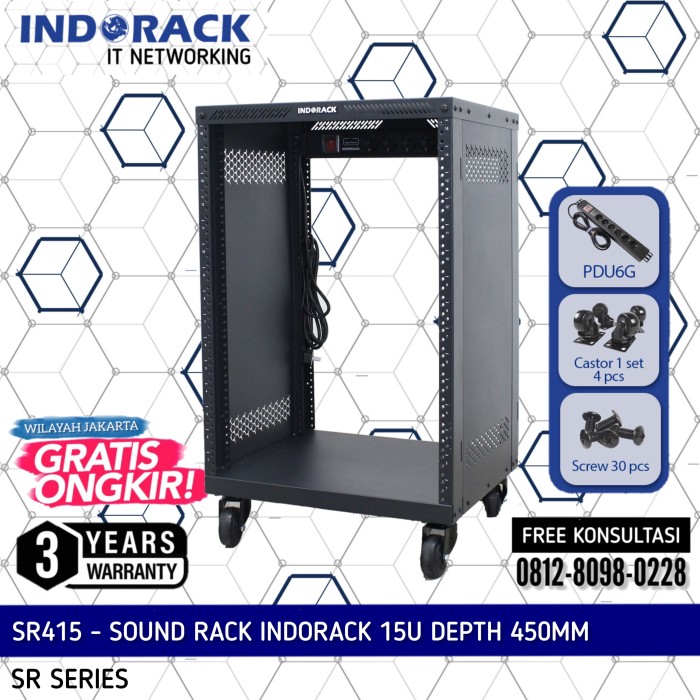 SR415 SOUND RACK 15U DEPTH 450MM INDORACK RAK AUDIO SYSTEM AMPLIFIER ...