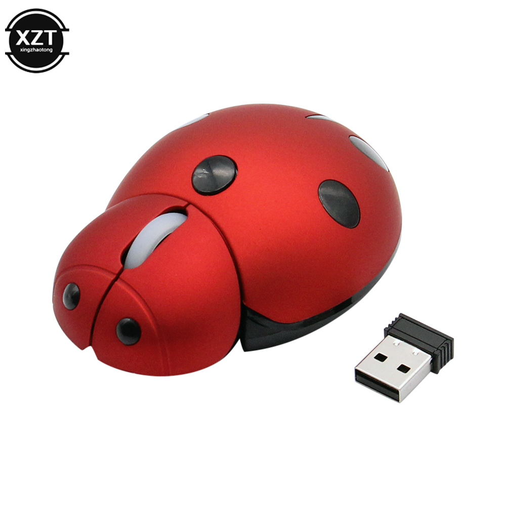 Portable Wireless Mini Ergonomic Computer Mouse Creative Ladybug Shape ...