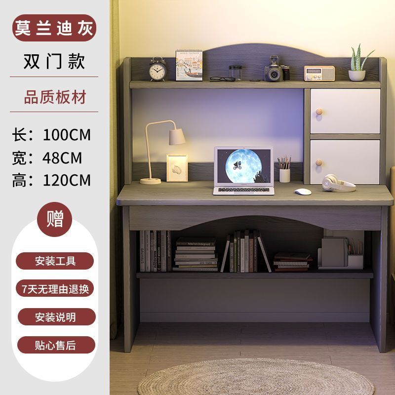 Study Table With Shelves Bookshelf Kids Computer Desk With Drawer Solid ...