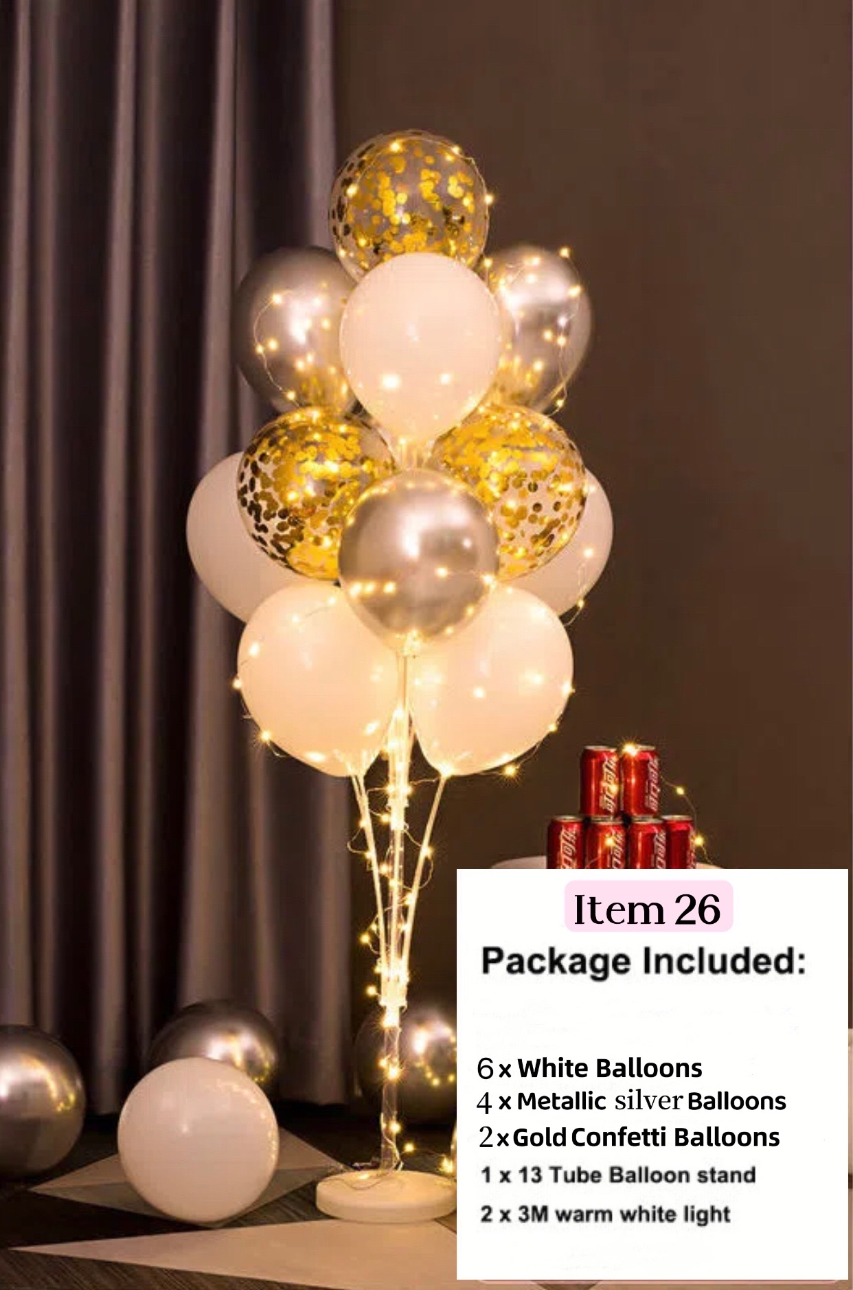 [SG READY STOCK]150cm Balloon Stand with balloons and fairty lights ...