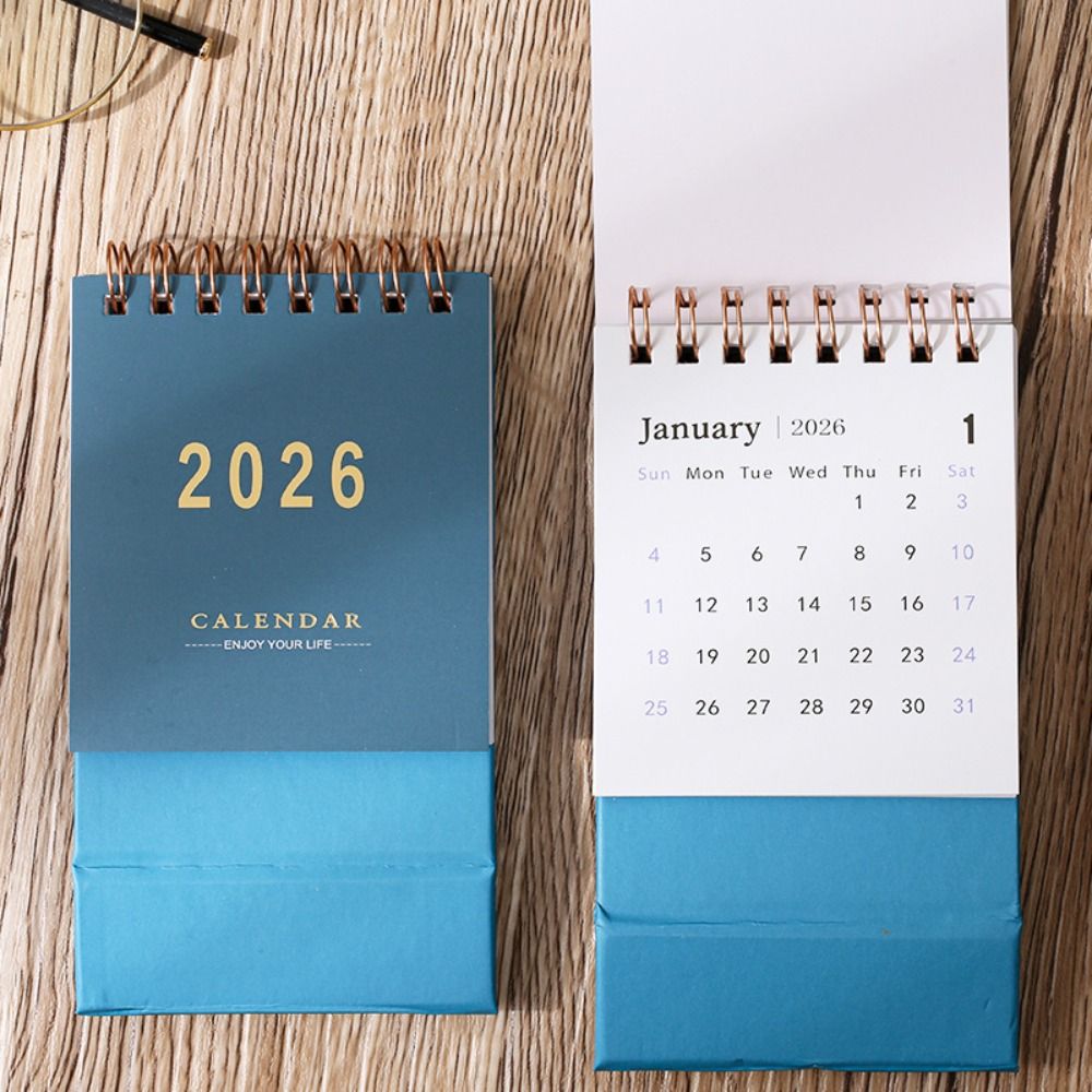 Portable Month Date Display 2026 Small Desk Calendar Solid Color Coil ...