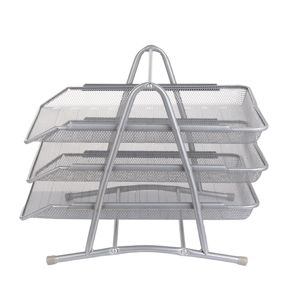 Space Saving Metal Three-layer File Rack Wire Mesh Drawer Style Desktop ...