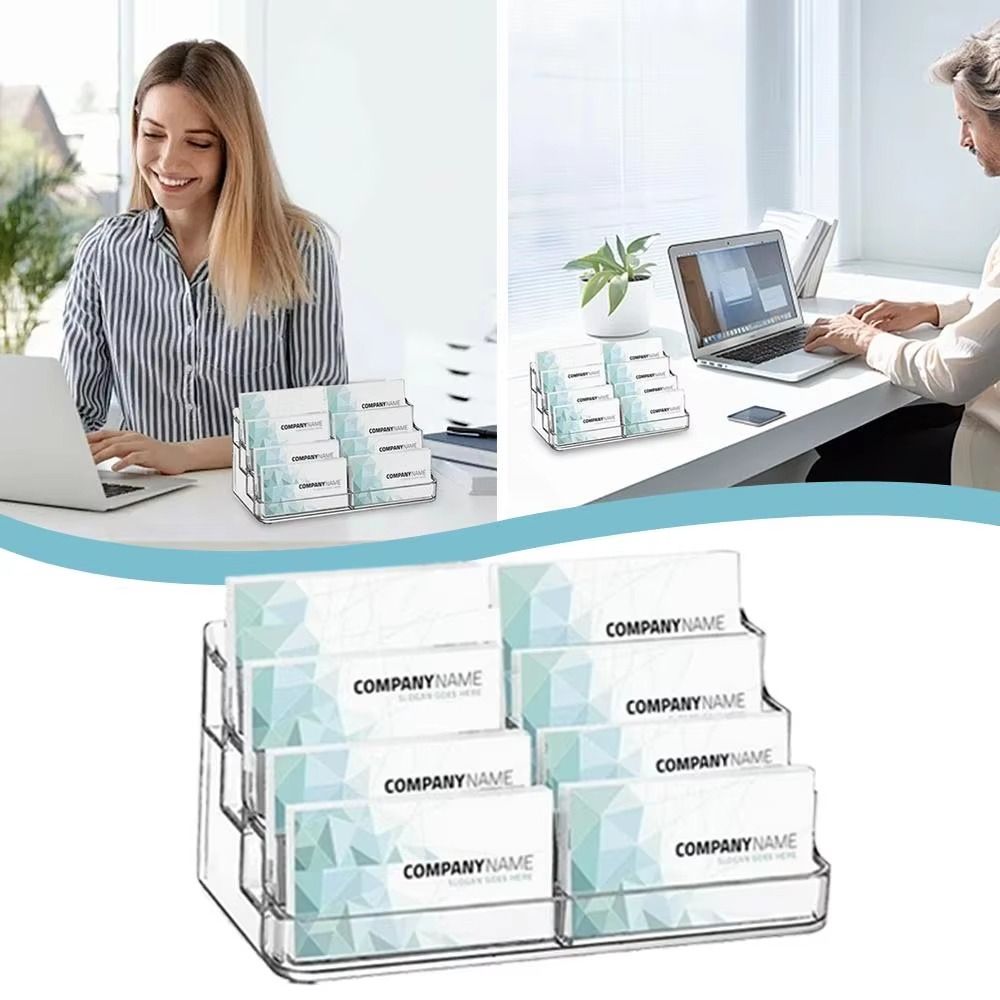Table Storage Transparent Business Card Box 4 Layers Display Holder ...