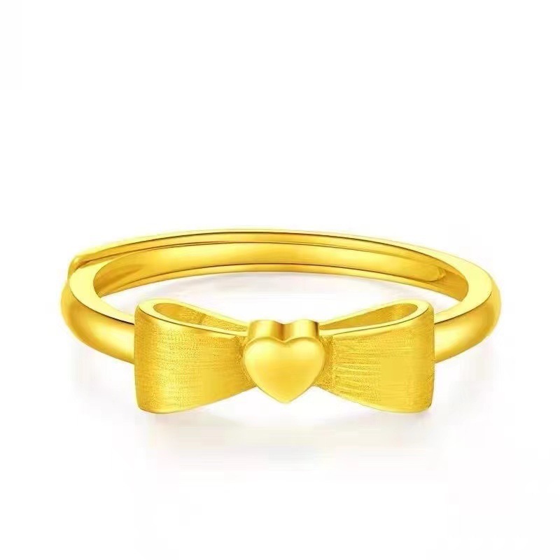Golden Bow Ring Female Niche Design Ins Tide Ring Advanced Sense ...