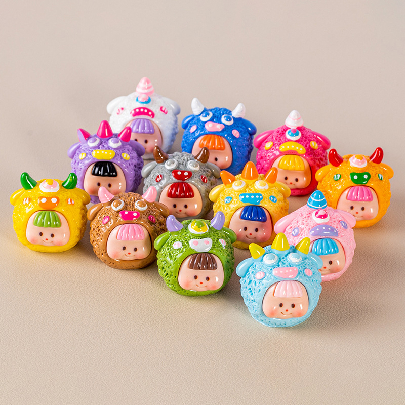 Cute 3D Little Monster Tiny Ornaments For Crafts Cartoon Resin ...