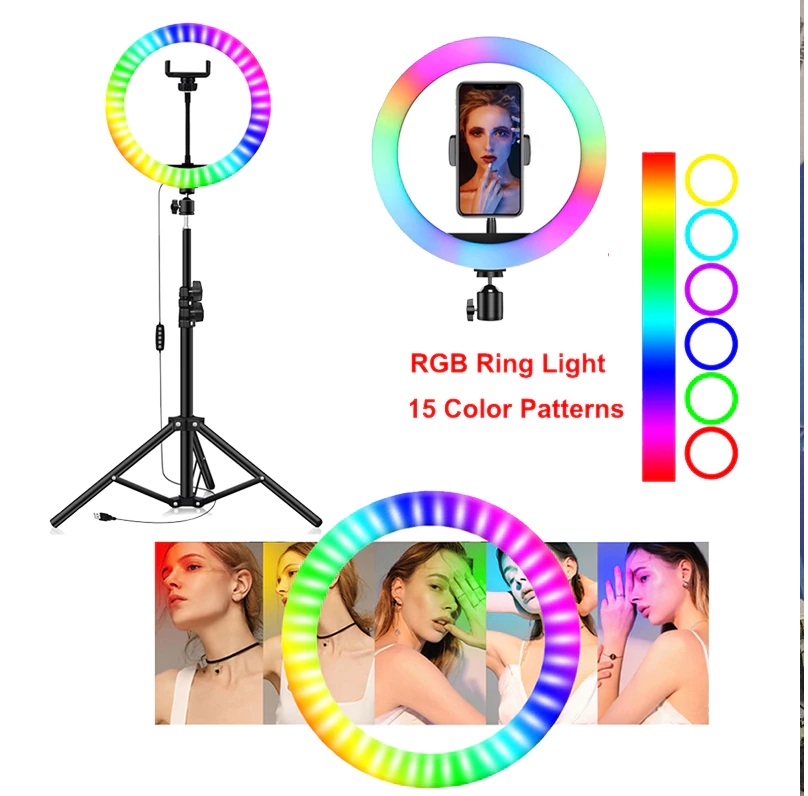 10 Inch RGB Ring Light With Stainless Steel Stand Tripod And Phone Holder - TikTok Light ...