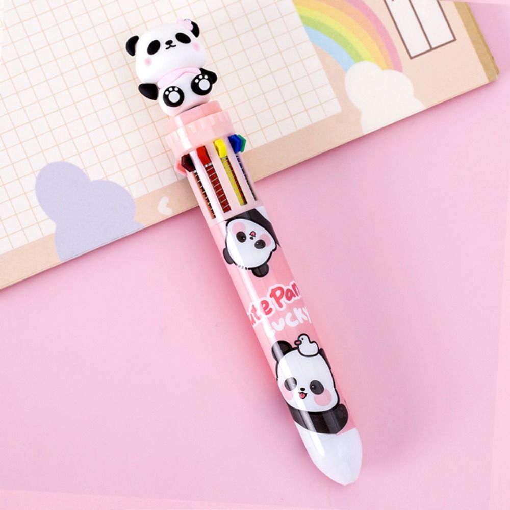 0.5mm Cartoon Panda Ballpoint Pen 10 In Cute Colorful Ink Gel Pen ...
