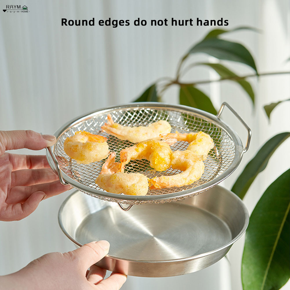 Round Metal Colander Oil Filter Fried Food Grid Strainer Multipurpose ...