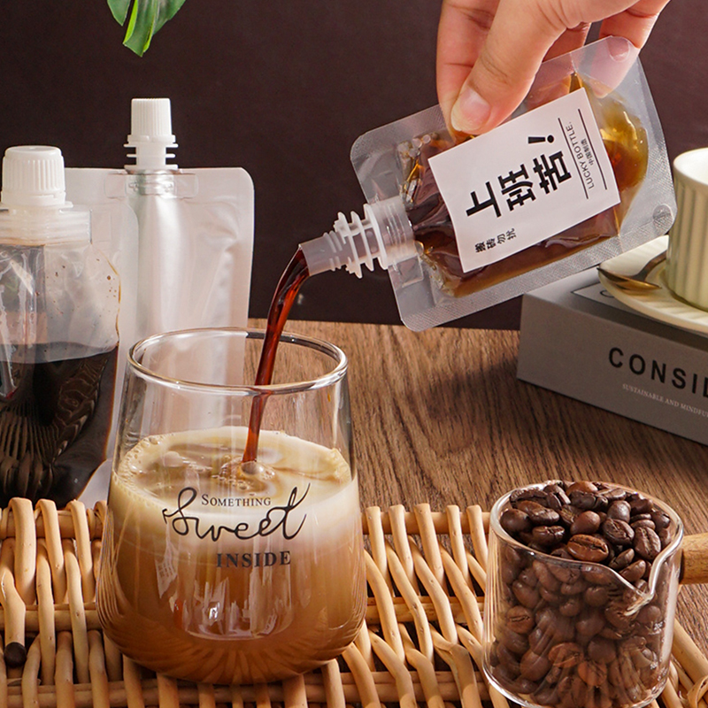 10Pcs Drinking Pouches Suction Nozzle Bag Milk Tea Beverage Juice Bag ...