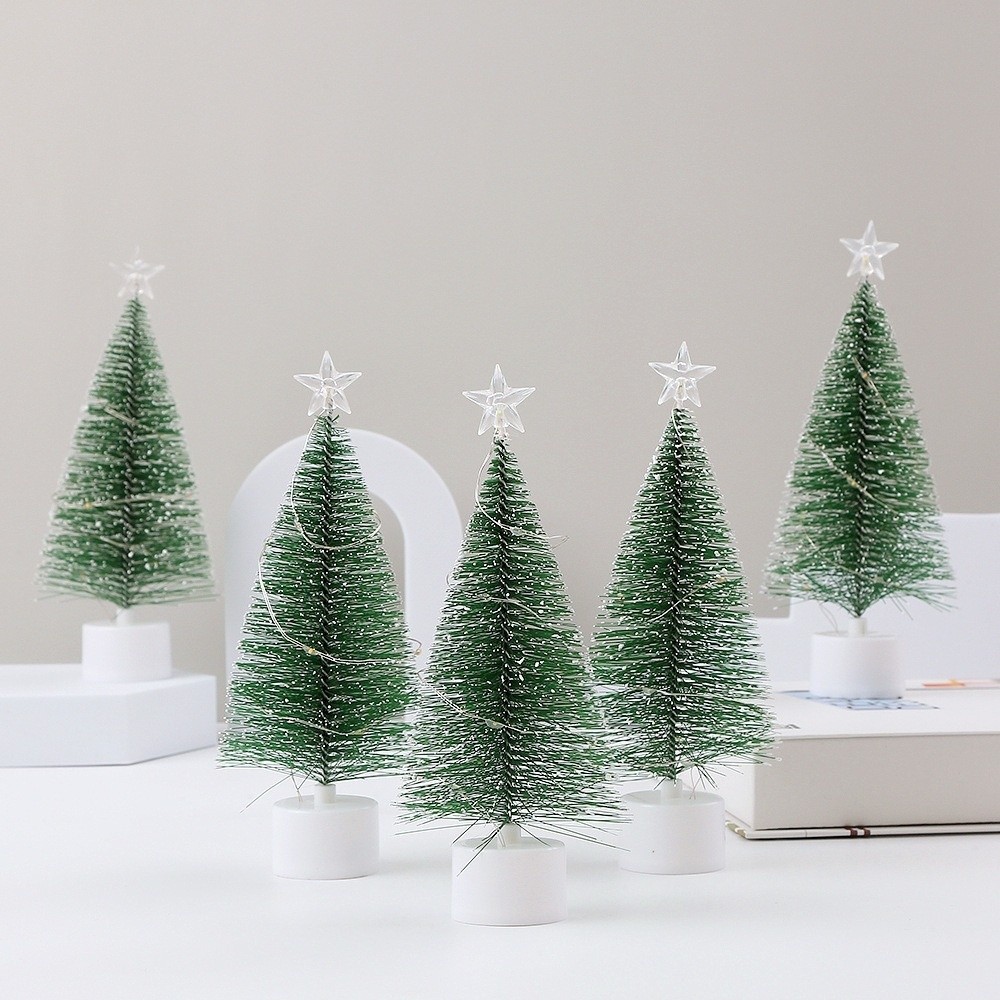 New Christmas Mini Christmas Trees LED with Stars Xmas Tree Ornament ...