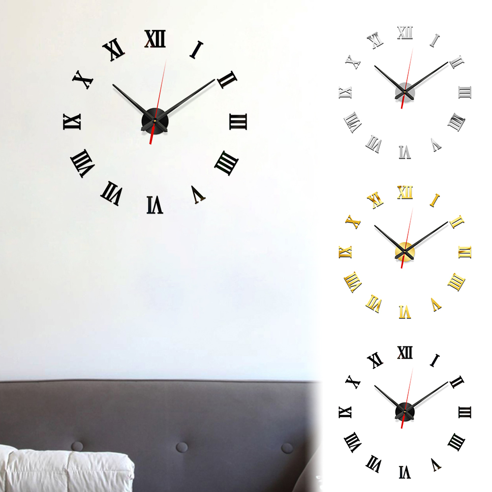 3D Creative Rome Digital Wall Clocks Sticker DIY Modern Design Clocks ...