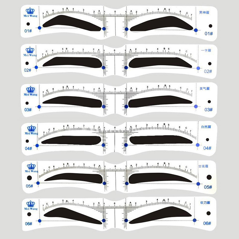 12PCS Reusable Eyebrow Shaper DIY Soft Ruler Brow Definer Eyebrow Stamp ...
