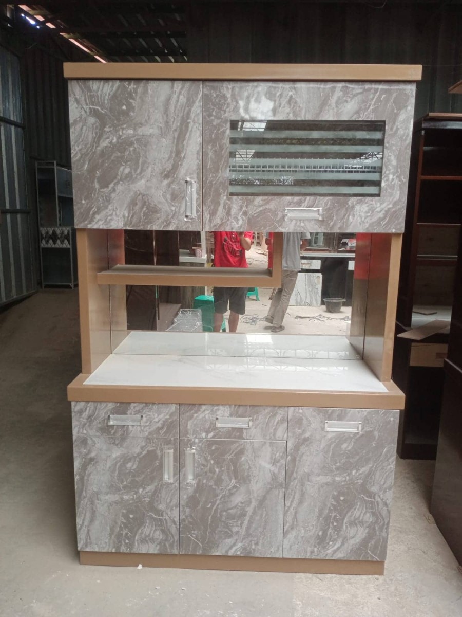 Lemari Sayur Modern 3 Pintu Granit Body Cokelat Lapis PVC | Lazada ...