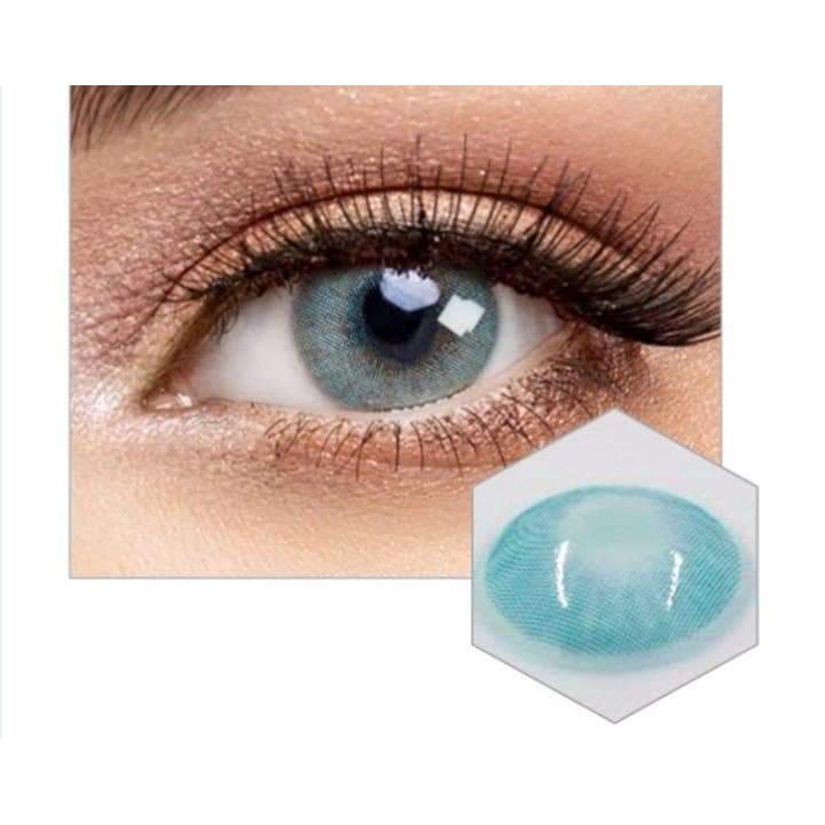Stylish Color lens Eye Contact Lenses 1-tone Aqua With Container + free ...