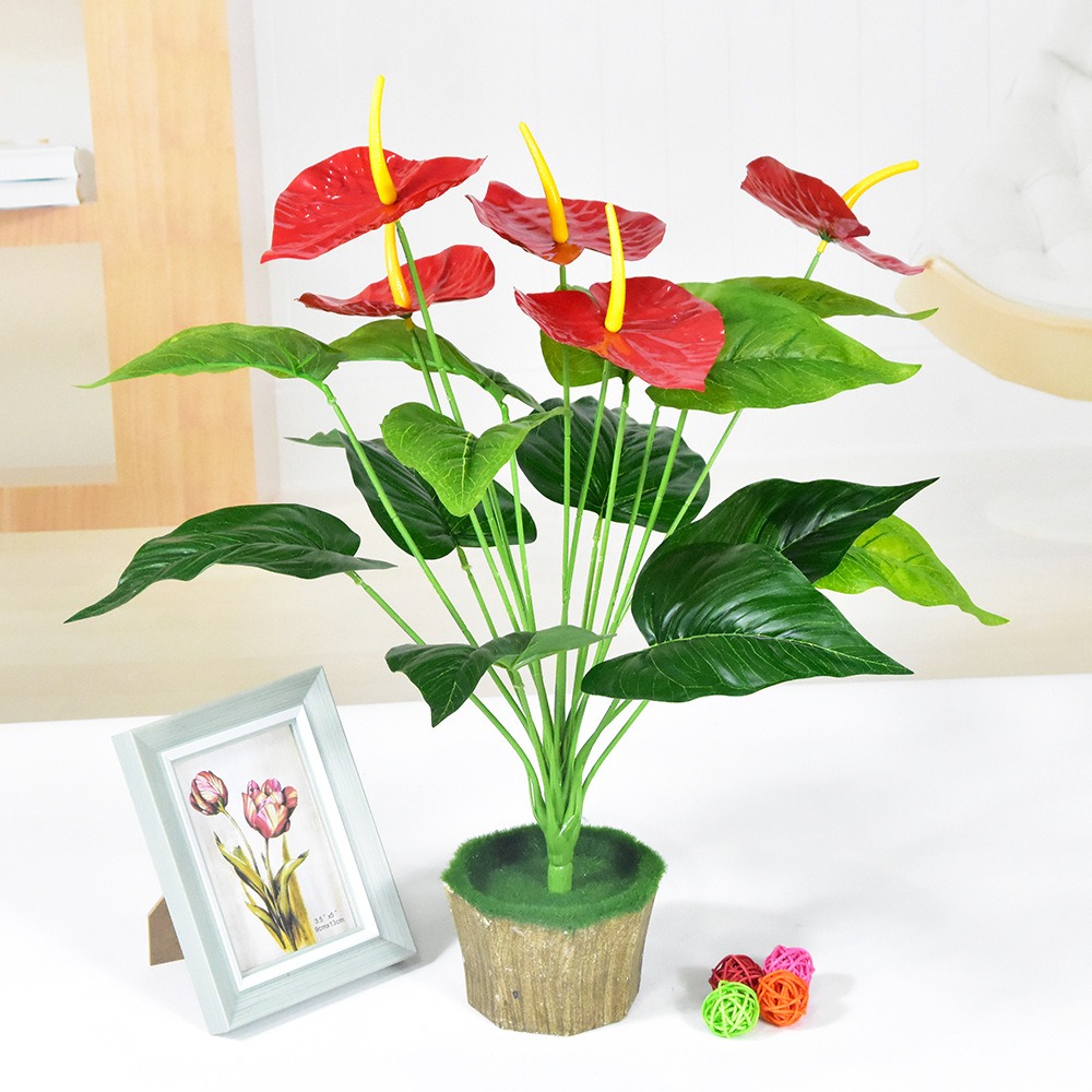 Artificial Plants 35/50CM Artificial Red Palm Plastic Big Herb Plant ...
