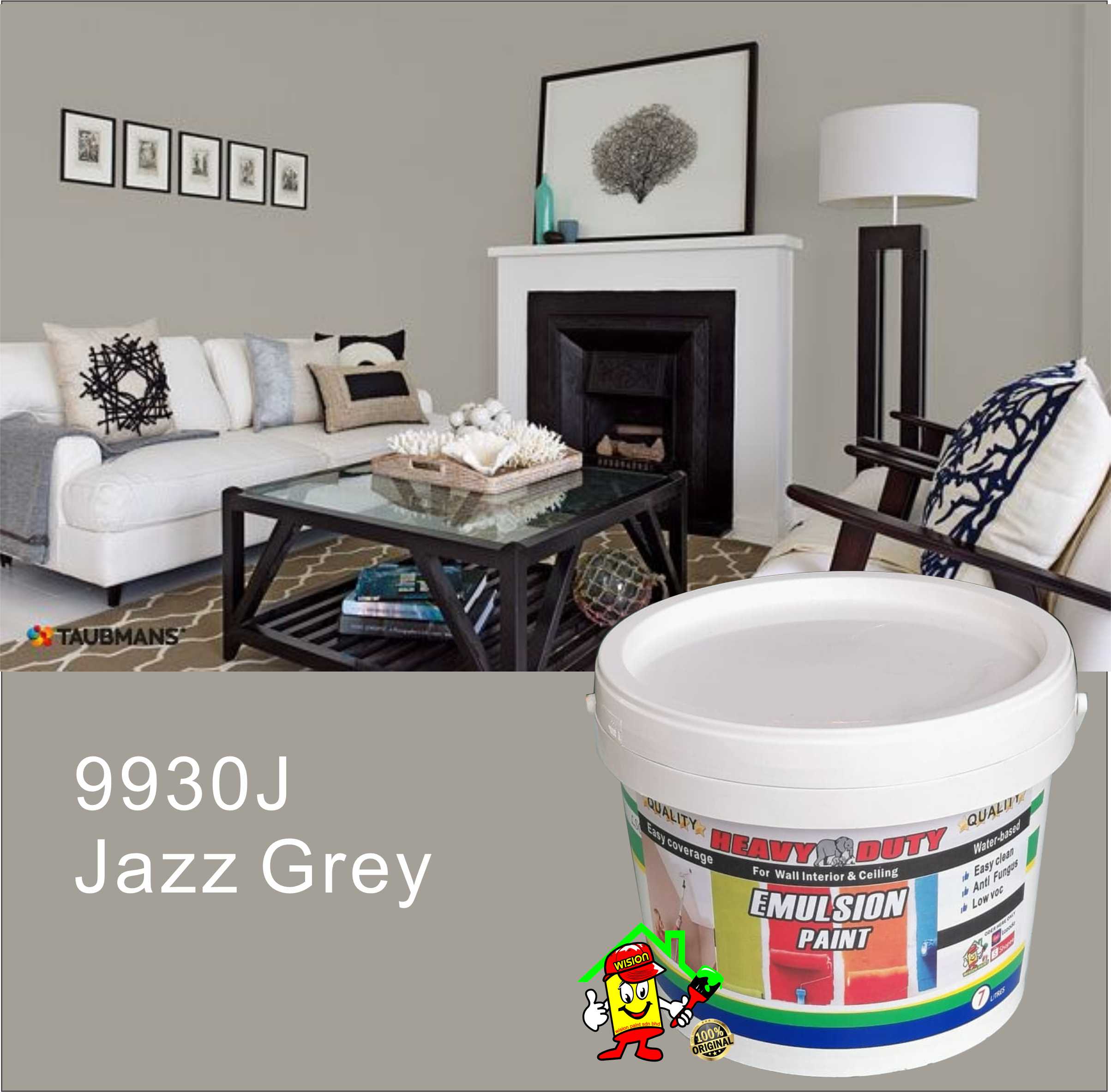 🔥 9930J JAZZ GREY 🔥 7L HEAVY DUTY Emulsion paint / wision paint dealer ...