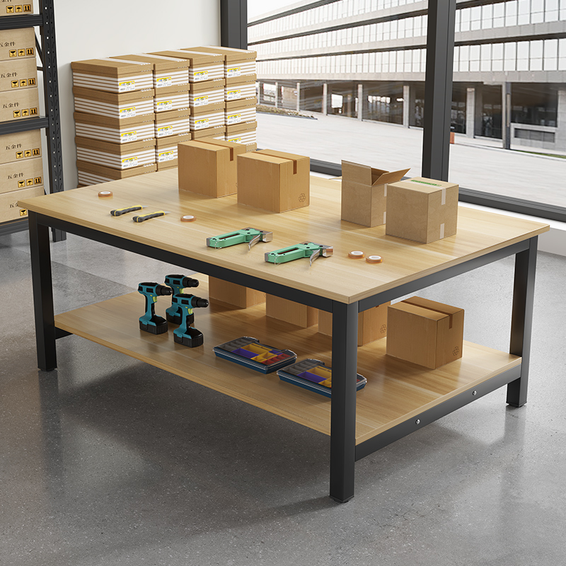 Customized double-deck workbench cutting table packaging table workshop ...