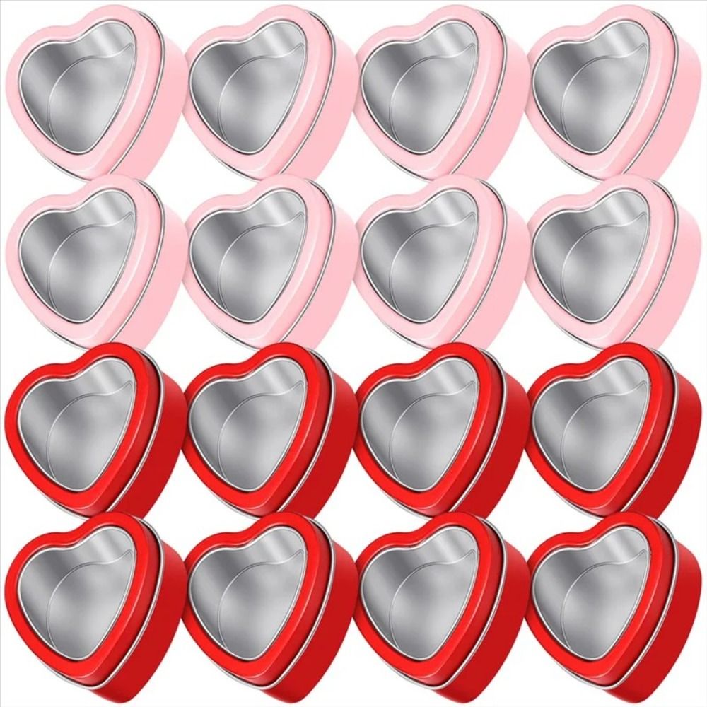 Creative Tinplate Heart Shape Tins Empty /Red/Pink Heart Metal Box Mini ...