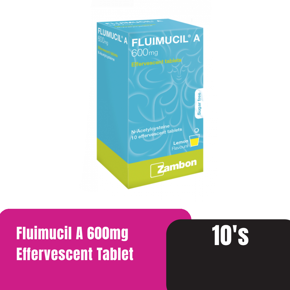 FLUIMUCIL A 600mg Effervescent 10's for Cough, Phlegm, Phlegm Medicine ...