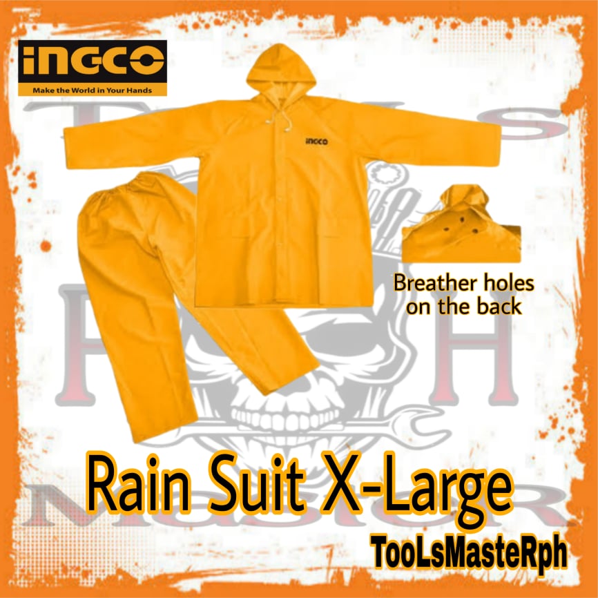 INGCO Industrial Rain Coat Suit X-Large HRCTSKT031.XL with Zipper and ...