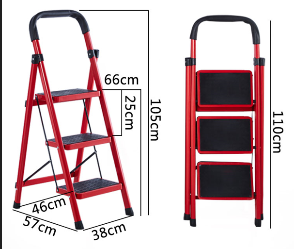Red Ladder Stool Step Foldable Ladder/Stepsfitted anti-slip pad on each ...