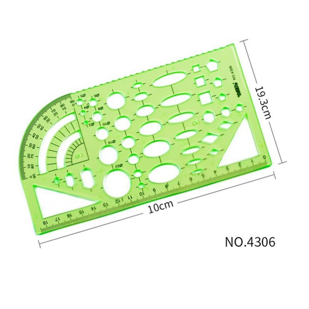 Transparent Office Supplies Stencil Green Measuring Tool Oval Template ...