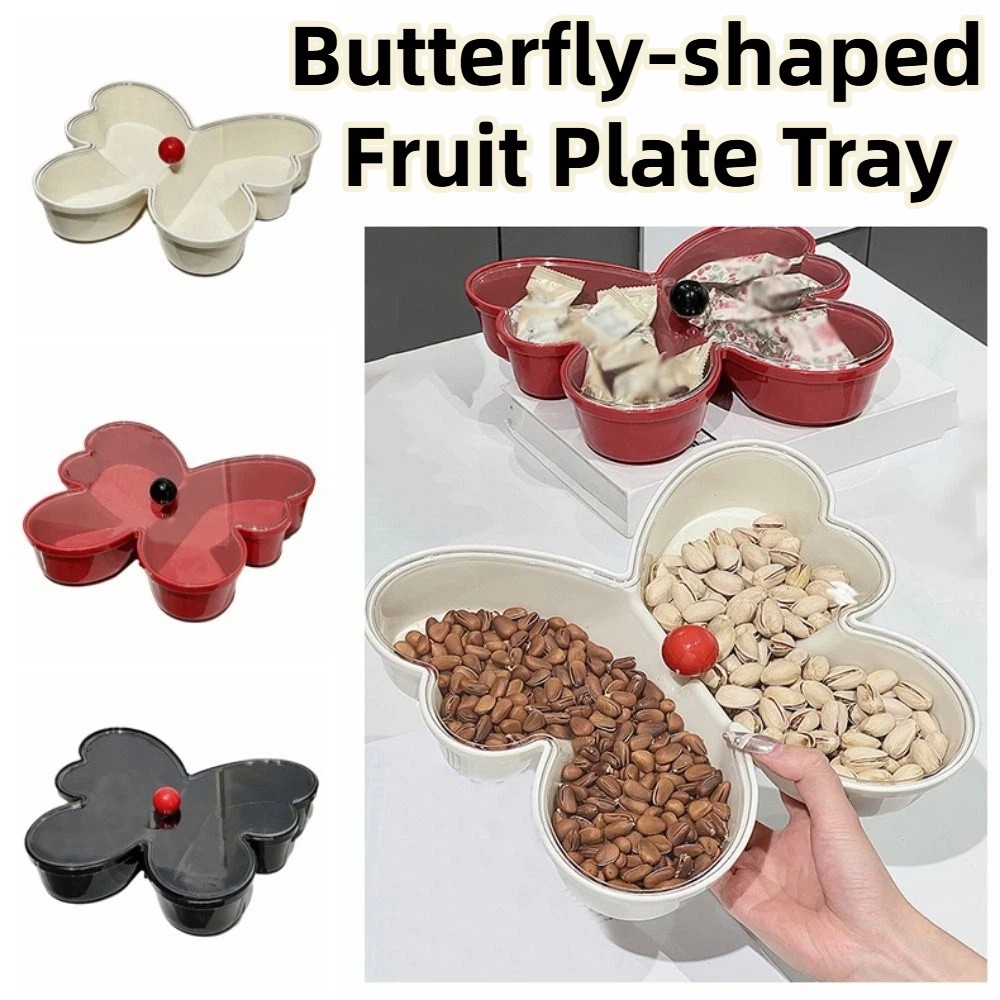 Safe Butterfly-shaped Fruit Plate Tray Creative with Lid Fruit Snack ...