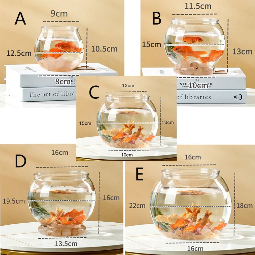Home Decor Clear Transparent Round Fish Portable Small Fish Bowl ...