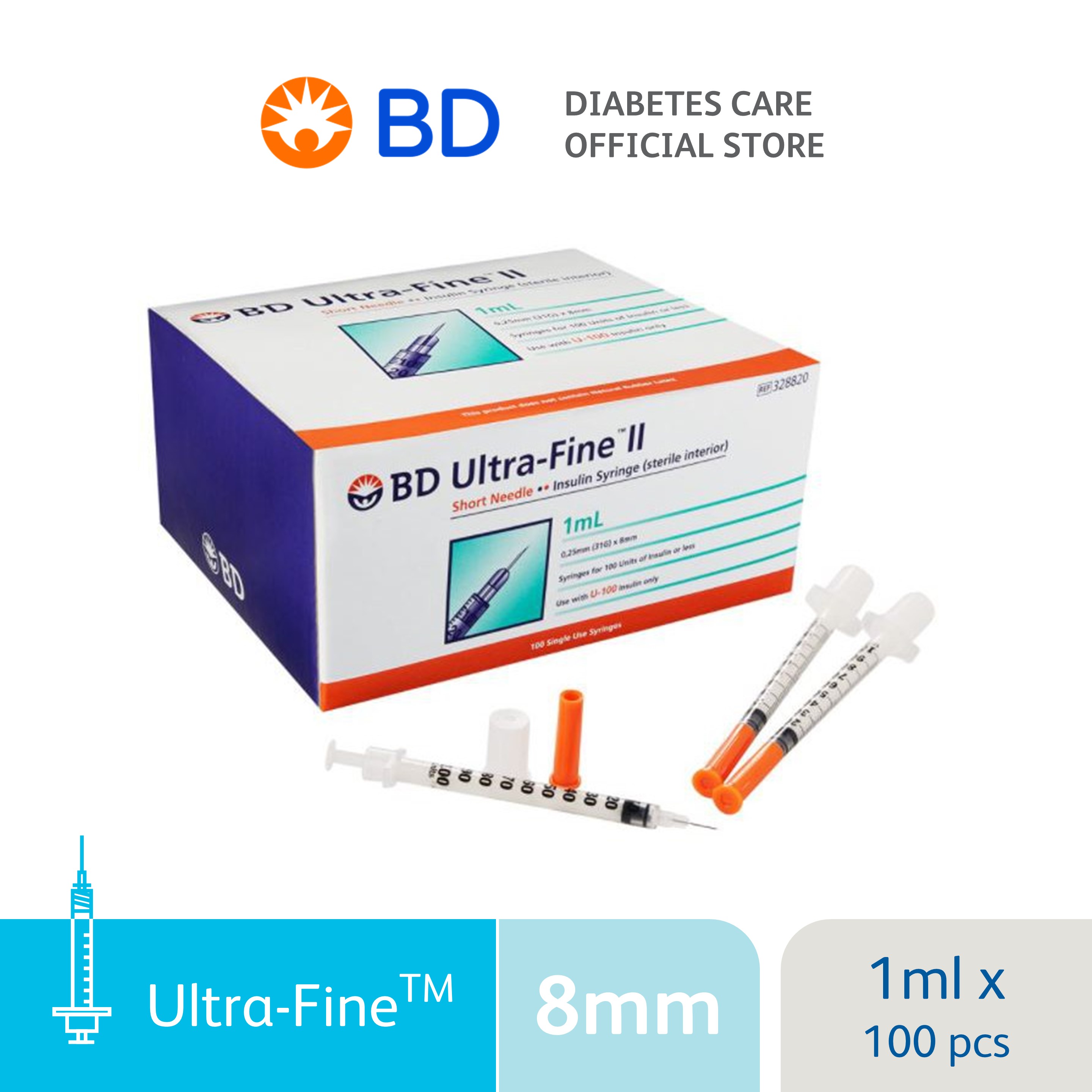 BD Ultra-Fine 8mm Insulin Syringe 1ml 31GA (Box of 100's) | Lazada PH