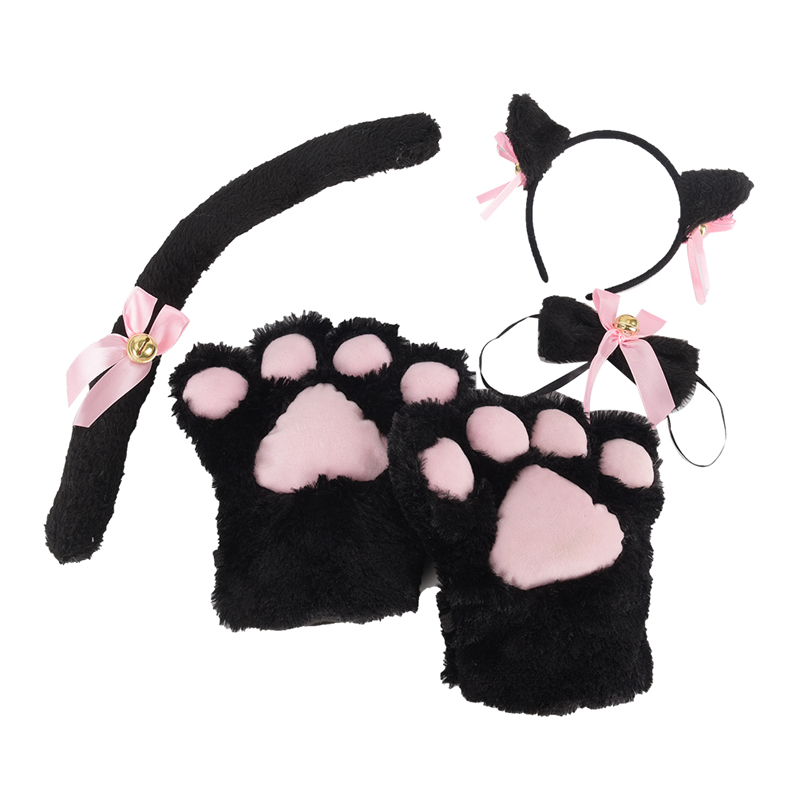 5pcs/set Cat Cosplay Costume Cat Tail Ears Collar Paws Gloves Set Cute ...