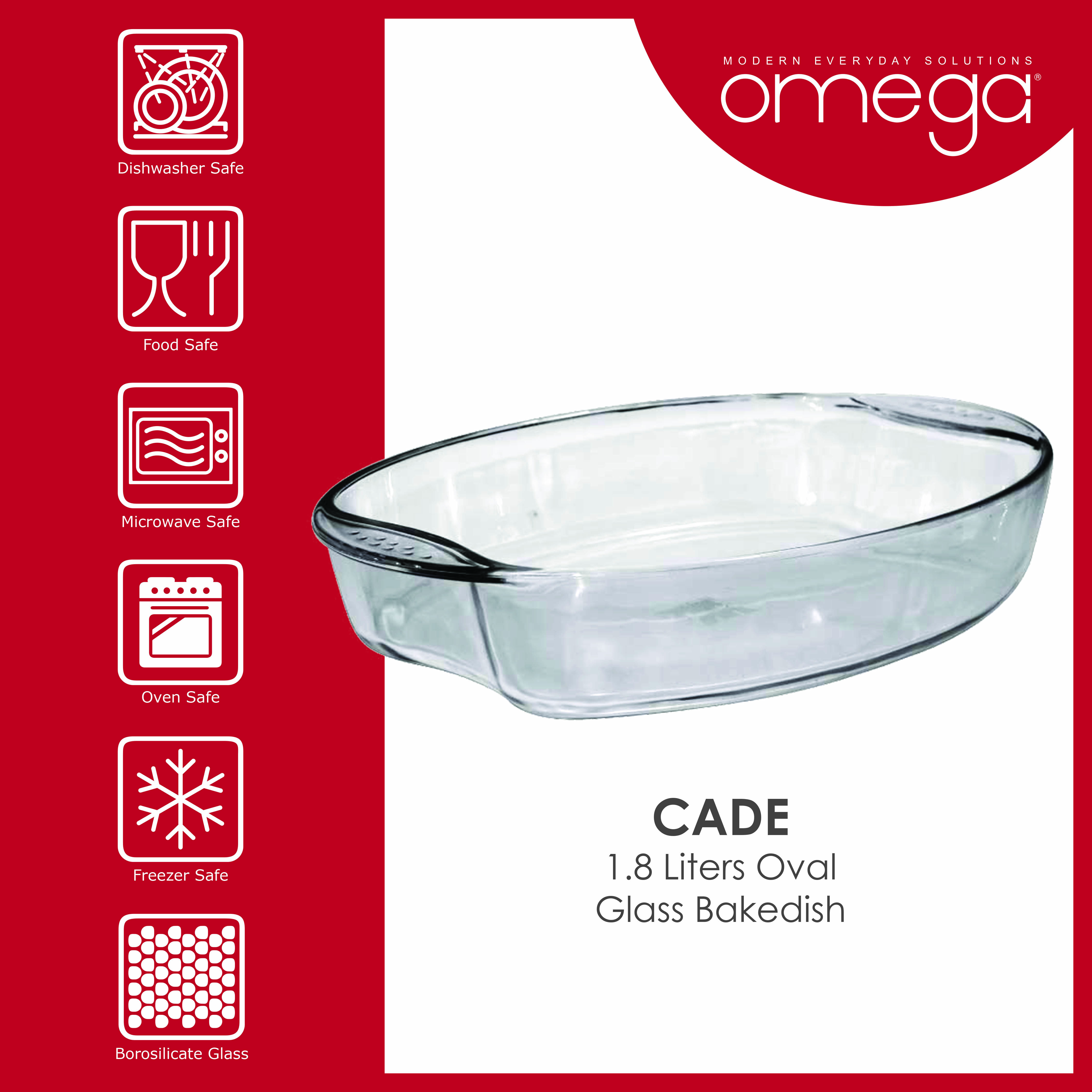 Omega Houseware Cade Clear Oval Glass Bakedish 1800ml / 2500ml ...