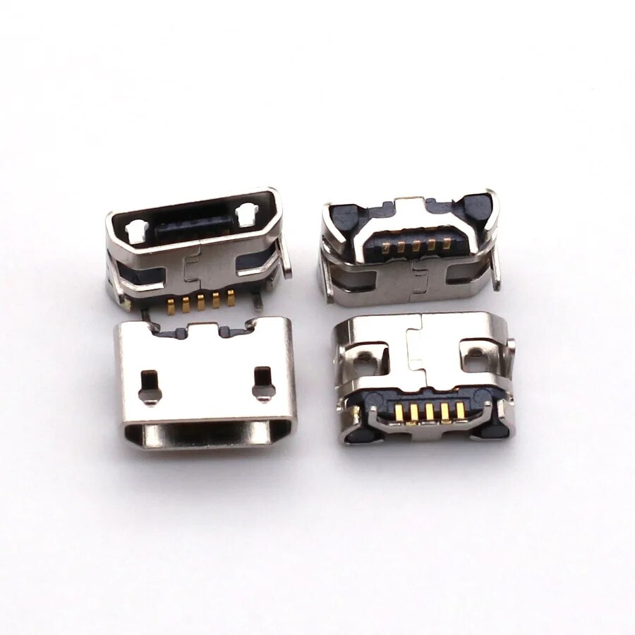 100pcs Micro USB 5pin no side Ox horn female usb socket Flat mouth four ...