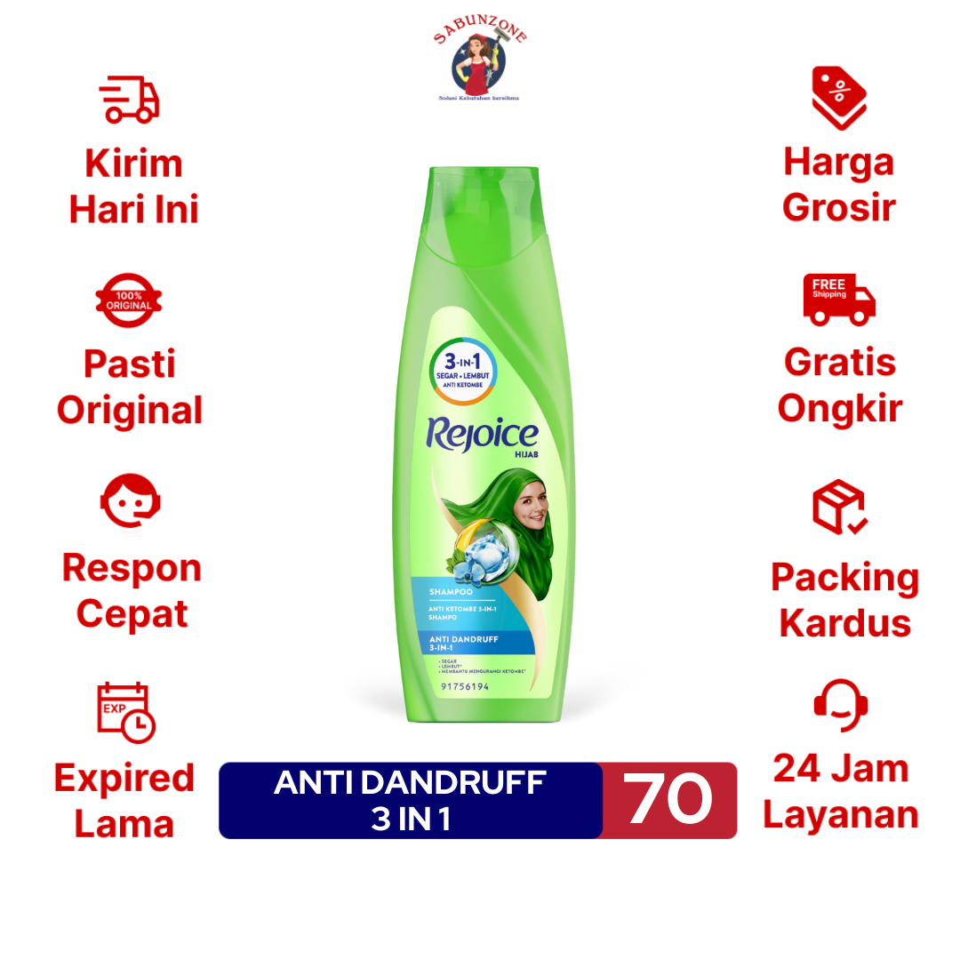 Shampo Rejoice 3 in 1 Anti Dandruff 70ml | Lazada Indonesia